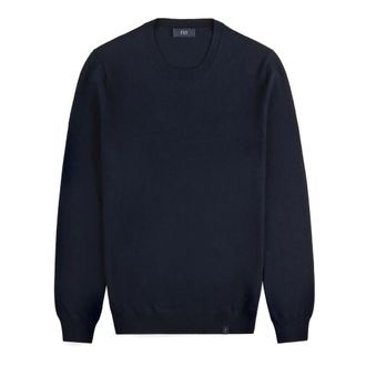 Fay Blauer Woll Rundhals Pullover Lange &Auml;rmel - - Knitwear - Herren - Blau - XL