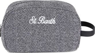 MC2 Saint Barth trousse de toilette &agrave; motif de chevrons et logo brod&eacute; - Gris