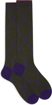 Gallo Gallo, Homme, Sous-v&ecirc;tements, Multicolore, Taille: M Longues chaussettes en coton avec motif losanges