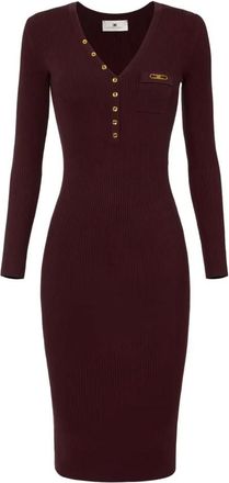 Elisabetta Franchi Femme, Robes, Brun, Taille: 40 FR Robe Midi C&ocirc;tel&eacute;e