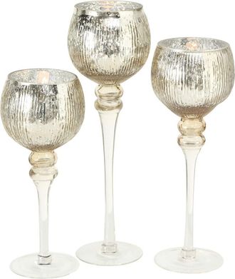 Boltze Boltze Windlicht Set Manou 3-teilig (gold, Deko-Gläser für Kerzen / Weihnachtsdekoration, Kerzenständer Höhen 30 cm / 40 cm / 35 cm, Form rund, gerade
