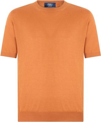 Fedeli Homme, Pulls, Orange, Taille: L Argentina Short-Sleeve Crewneck