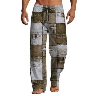 Generic Pantalon baggy en lin pour homme - Coupe ample - Jambes larges - Pantalon de jogging l&eacute;ger - Pantalon de sport d&eacute;contract&eacute; - Taille &eacute;lastique - Pantal