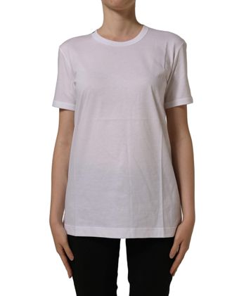 Dolce & Gabbana Womens White Cotton Crew Neck Short Sleeves T-Shirt