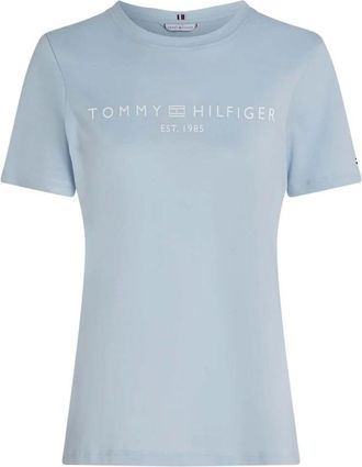 Tommy Hilfiger Femme, Tops, Bleu, Taille: 42 FR REG Corp Logo C-Nk SS T-Shirt