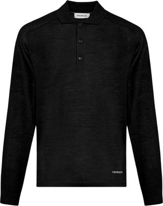 Premiata Homme, Pulls, Noir, Taille: M Polo &agrave; manches longues en laine et soie