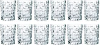 Spiegelau & Nachtmann Nachtmann Dancing Stars Bossa Nova Whiskybecher Set, 12er Set, Whiskyglas, Tumbler, Kristallglas, H 10 cm, 330 ml + Gratis 4er Set EKM Living Edelstah