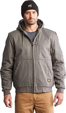 Timberland Lined Canvas Hooded Jacket Veste &agrave; Capuche en Toile doubl&eacute;e Gritman, &Eacute;tain, M Homme