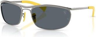 Ray-Ban Rb3819m Scuderia Ferrari Collection Sonnenbrillen Gunmetal Fassung Blau Glas 62-18