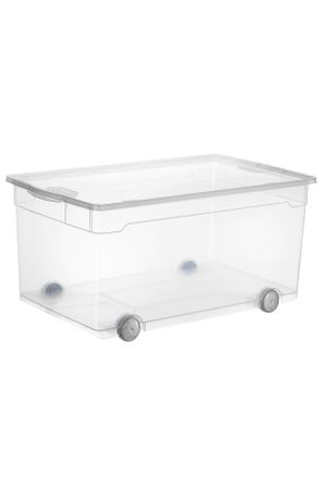 Rotho BOX, Transparent, Kunststoff, 40x33.5x71.5 cm, Reach, DIN EN ISO 14001, DIN EN ISO 9001, Deckel abnehmbar, stapelbar, Ordnen & Aufbewahren, Aufbewahru