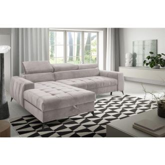 Fun Möbel Ecksofa Schlafsofa Sofa agnesa xs Stoff Salvador Hellbeige Ottomane Links