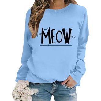 Generic Sweat-shirts &agrave; enfiler pour femme | Meow en forme de chat - Sweat-shirt &agrave; manches longues pour lautomne - Hauts de vacances tendance - pour les rencon