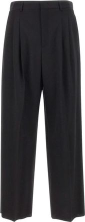 Emporio Armani Pantalon de costume en laine &agrave; jambes larges et doubles plis - Homme - Pantalons - Noir - Taille: L