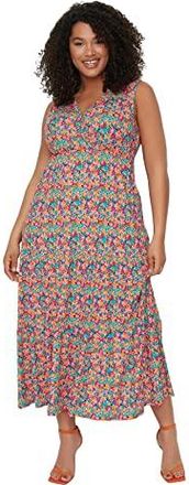 Trendyol Femme Robe en Tricot Grande Taille Coupe régulière, Très coloré, XXXL