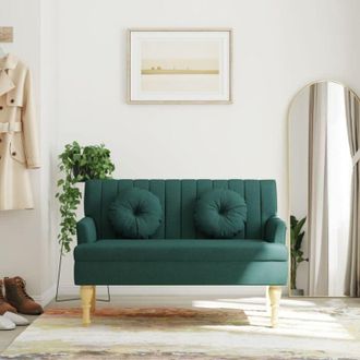 vidaXL Vidaxl - Sitzbank mit Kissen Dunkelgr&uuml;n 113x64,5x75,5 cm Stoff