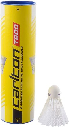 Dunlop Carlton Badmintonball Tournament T800, Weiß - Blau, mittelschnell (77 Grains), für Junioren und Vereinsspieler (1x6er Dose)