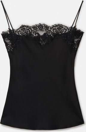 Stella McCartney Sleeveless Lace Satin Top, Woman, Black, Size: 44