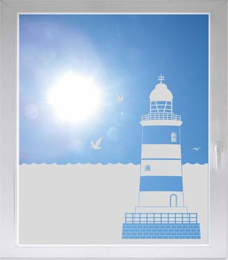 Indigos UG Leuchtturm - ab 800x500 mm - Glasdekorfolie Silber fein satiniert - Blickdicht - Folie Duschkabine - Bad - Fensterfolie - selbstklebend - Dusche Sicht