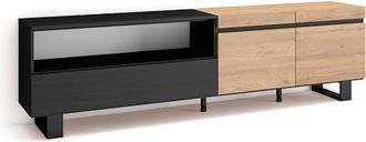 Skraut Home | TV-Schrank, Lowboard | f&uuml;r Wohnzimmer und Esszimmer | 200x57x35cm | F&uuml;r TV-Ger&auml;te bis zu 80 | Industriedesign | Moderner Stil | Eiche Schwarz