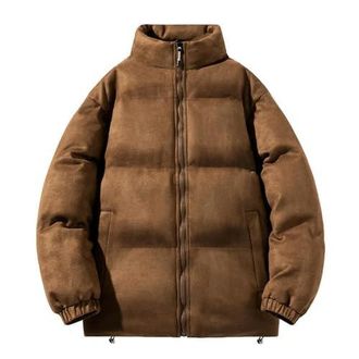 Generic NYSBH Veste dhiver en coton pour homme, veste chaude r&eacute;tro tendance pour homme, col montant pour homme, manteau &eacute;pais, caf&eacute;, 4XL