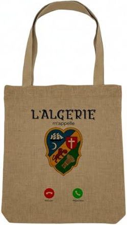 Fabulous Sac Shopping Tote Bag Aspect Lin - LAlg&eacute;rie MAppelle Culture Voyage Alger - Sac de Courses Toile Epaisse 360g Beige Naturel Cabas Port&eacute; Epaule Solide 