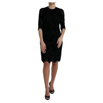 Dolce & Gabbana Schwarzes Blumenspitzen-Scheidenkleid - - Dresses - Damen - Schwarzk - S