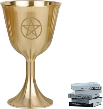 Generic altar kelch - pentagramm messing goblet, weinbecher ritual | zeremonienkelch f&uuml;r paganische riten, spirituelles trinkgef&auml;&szlig; f&uuml;r gebete, hexenaltar, rit