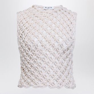 Alaia Wei&szlig;e &auml;rmellose Knotentop