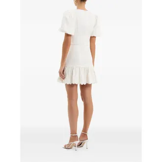 Rebecca Vallance Linen-Blend V-Neck Dress - White