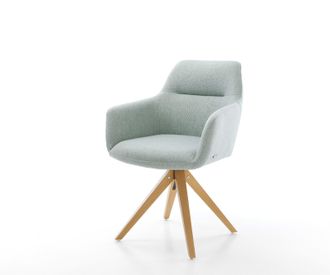 DELIFE Drehstuhl Pejo-Flex Stripes Mint Holzgestell kantig 180&deg; drehbar, Esszimmerst&uuml;hle