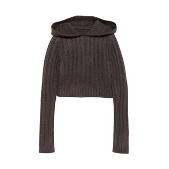 Rick Owens Rib Crop Hoodie - - Sweatshirts & Hoodies - Damen - Grau - L