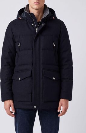 Brunello Cucinelli Gef&uuml;tterter Wollparka mit abnehmbarer Kapuze