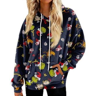 Generic Le Grinch Sweat Femme A Capuche Pulls Femmes Moche Adulte Deguisement Sweet De Sweatshirts Plaid Noël Noel 2025 Chaud Pull Pilou The Vêtements Christm