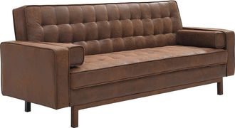 Vente-Unique Schlafsofa Klappsofa - Microfaser - Vintage-Optik - Braun - Eleanor II
