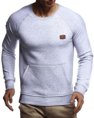 LEIF NELSON Herren Rundhals Ausschnitt Langarmshirt Slim Fit Baumwolle-Anteil Basic M&auml;nner Longsleeve Pulli wei&szlig;es Sweatshirt Jungen Pullover Crew Neck T-Shirt La