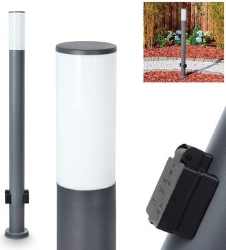 HOFSTEIN Wegeleuchte Caserta, Außenwegeleuchte mit 2 Steckdosen aus Metall/Kunststoff in Anthrazit/Weiß, moderne Außenleuchte für Garten, Außenbereich, Hof, Te