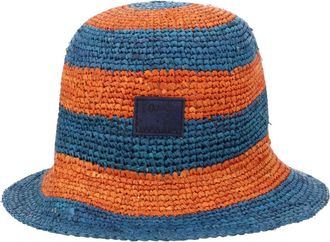 Paul Smith W1A-723A-U004_42 Straw With Patch Logo Sun Hat - Blue