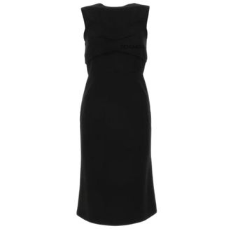 Sportmax Schwarzes &auml;rmelloses Kleid mit geometrischem Ausschnitt - - Dresses - Damen - Schwarzk - XS