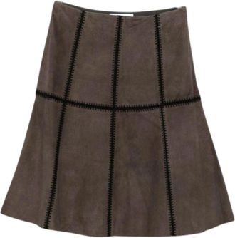 Blugirl Femme, Jupes, Brun, Taille: 36 FR Suede Midi Skirt With Insert Design