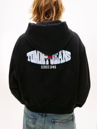 Tommy Jeans Kapuzensweatshirt TJW RLX SH WAVY FLAG HOODIE im Relaxed Fit, Baumwoll-Qualit&auml;t