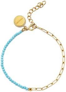 Singularu Bracelet Chic Turquoise. Acier avec Plaqué or 18 carats et Pierre naturelle. Bijoux pour Femme