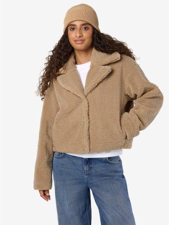 Noisy May Pl&uuml;schjacke NMNATI CROP TEDDY JACKET FWD NOOS