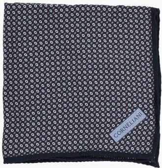 Corneliani Patterned Silk Pocket Square with Printed Logo size Unica
