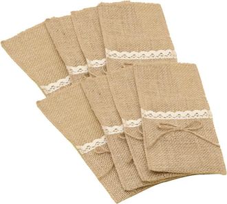 Amosfun xma sackleinen spitzenutensilien Halter besteck Taschen Vintage sackleinen Jute Aufbewahrungstasche Geschirr Taschen für bankett Hochzeit 10 stück