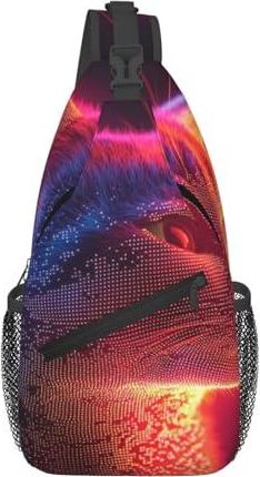 Generic Sac &agrave; bandouli&egrave;re avec motif chat et lumi&egrave;re rouge pour homme