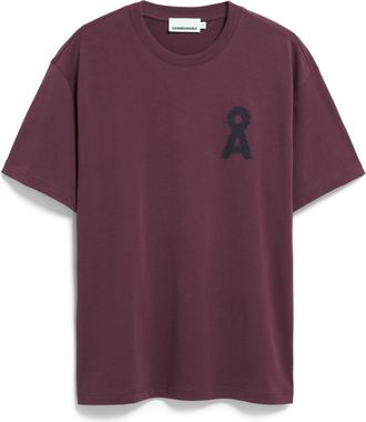 Armedangels Herren T-Shirt aus Bio-Baumwolle AADRU &Aring; ZICK Zack Oversized Fit Dark Cranberry