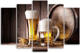 Feeby Mehrteiliges Dekopaneel selbstklebend Bier 5 dekorative Wandpaneele Glas Gelb 100x70 cm