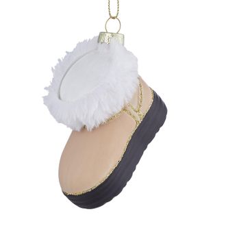 Butlers Weihnachtskugel Stiefel mit Fell Hang ON | Christbaumkugel Glas, Weihnachtsbaumschmuck lustig, kreative Baumschmuck f&uuml;r Weihnachten, Weihnachtsdeko f&uuml;