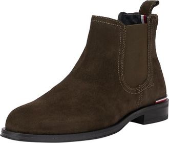 Tommy Hilfiger Homme Core RWB Hilfiger Suede Chelsea (FM0FM04757 Bottines, Vert (Black), 44 EU