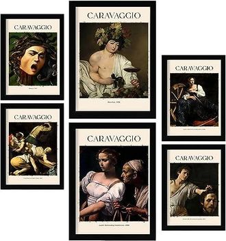 Nacnic Affiche ensemble de 6 Caravaggio Collection doeuvres dart, Tableaux d&eacute;coratifs pour votre salon, chambre &agrave; coucher, foyer. Impressions dart mural. A4 